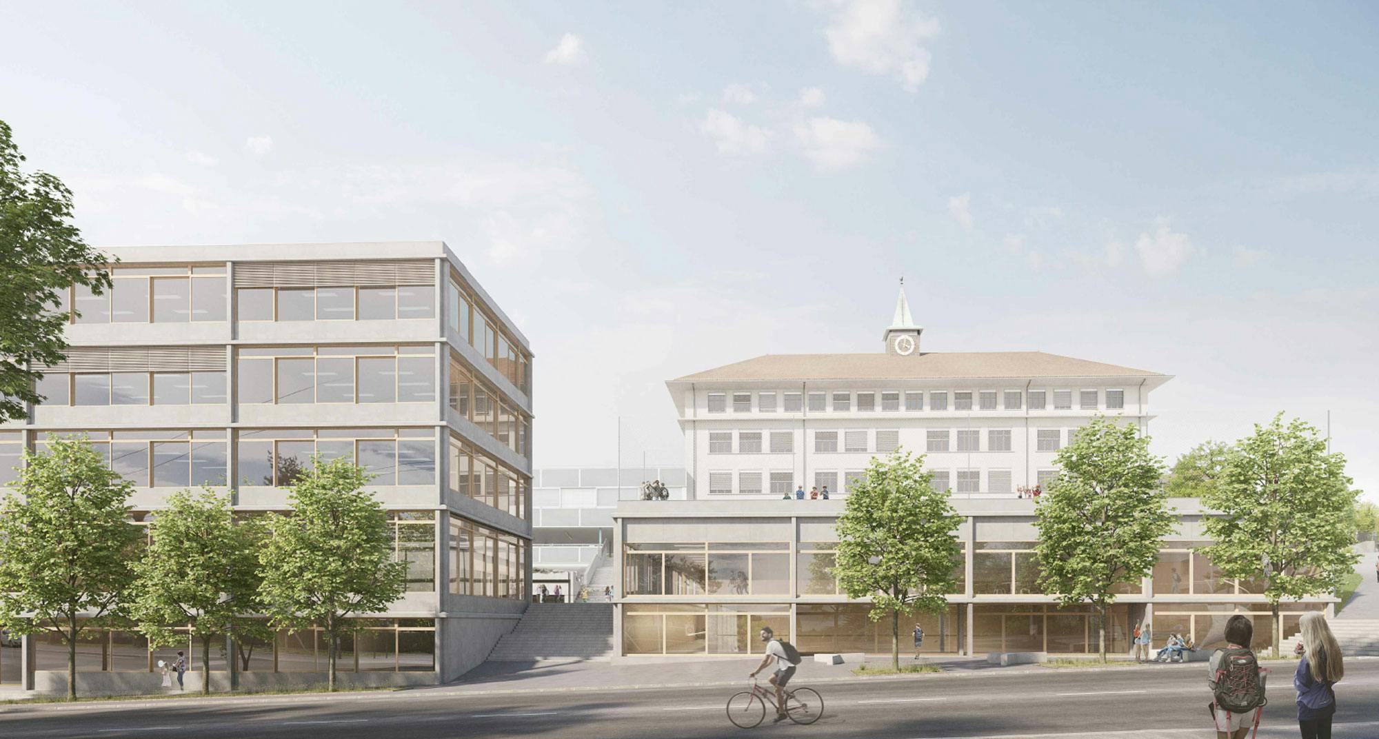 6. Preis : Neubau Schulgebäude, Bibliothek und Doppelsporthalle am Collège Principal de Pully ...